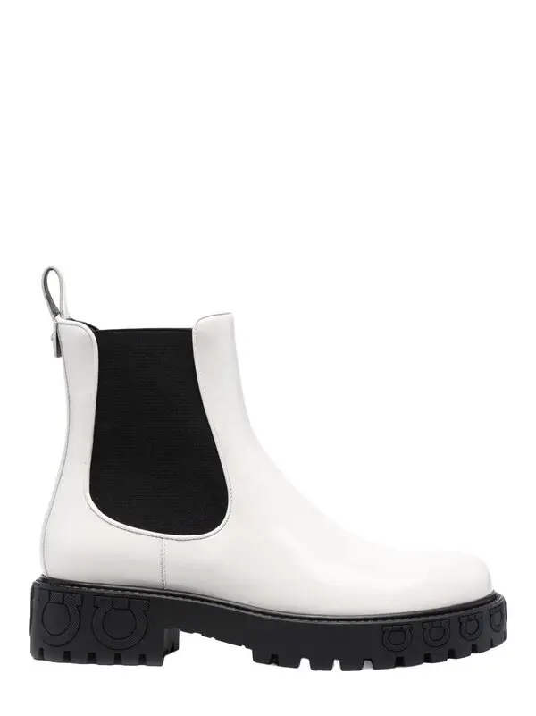 FERRAGAMO 40mm Leather Chelsea Boots - White
