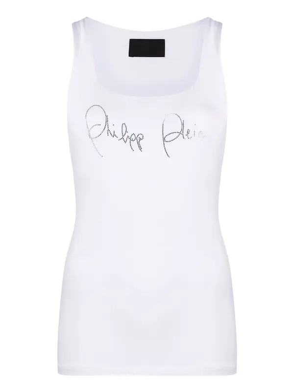 Philipp Plein Rhinestone-logo Tank Top - White