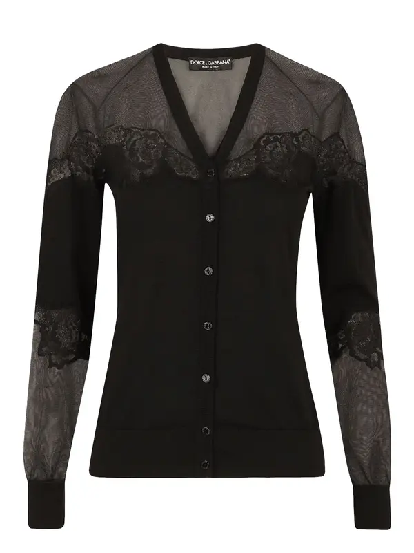 Dolce & Gabbana Lace-trim Cardigan - Black