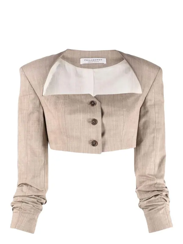 Philosophy Di Lorenzo Serafini Cropped Button-up Blouse - Neutrals