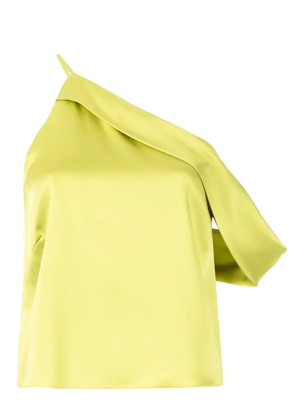 Michelle Mason Draped Cowl Asymmetrical Top - Green