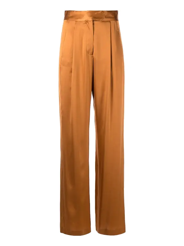 Michelle Mason Wide-leg Silk Satin Trousers - Orange