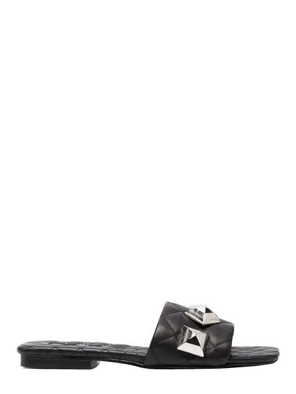 Philipp Plein Flat Studded Matelassè Sandals - Black