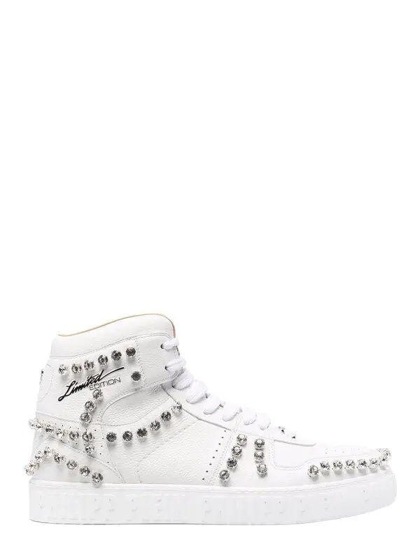 Philipp Plein Crystal-studded High-top Sneakers - White