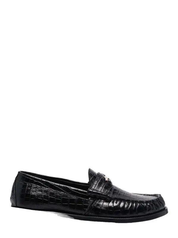 Rhude Crocodile-effect Leather Loafers - Black