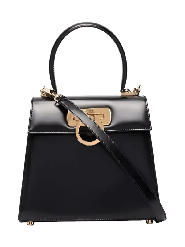 FERRAGAMO Gancini Leather Tote - Black
