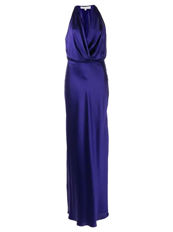 Michelle Mason Draped Halterneck Gown - Blue