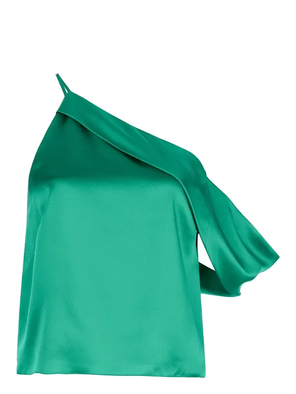 Michelle Mason Draped Cowl Asymmetrical Top - Green