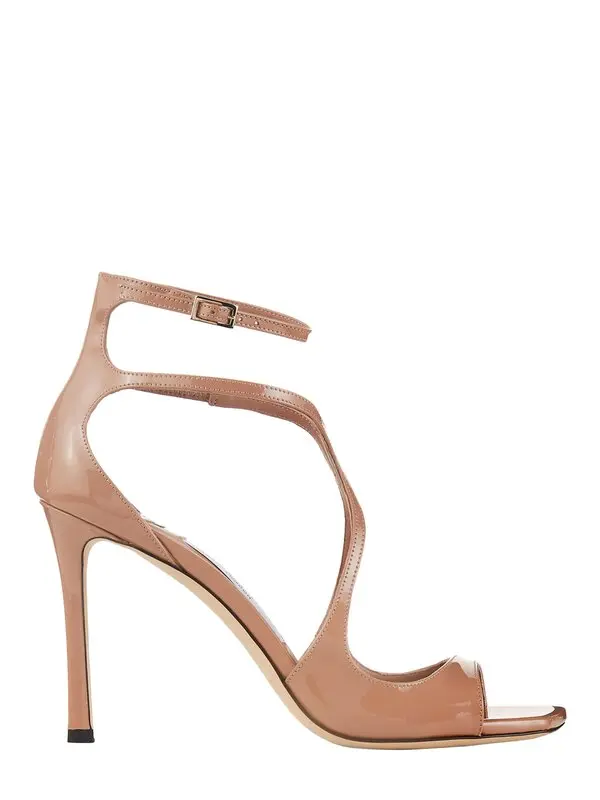 JIMMY CHOO Azia 95 Patent Leather Sandals - Pink