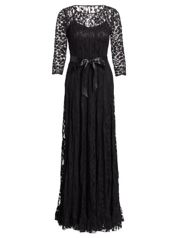 Rickie Freeman For Teri Jon Lace Pintuck Gown - Black