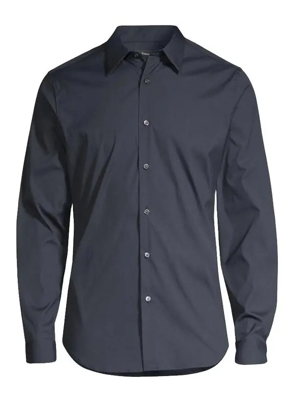 Theory Sylvain Good Cotton Shirt - Eclipse