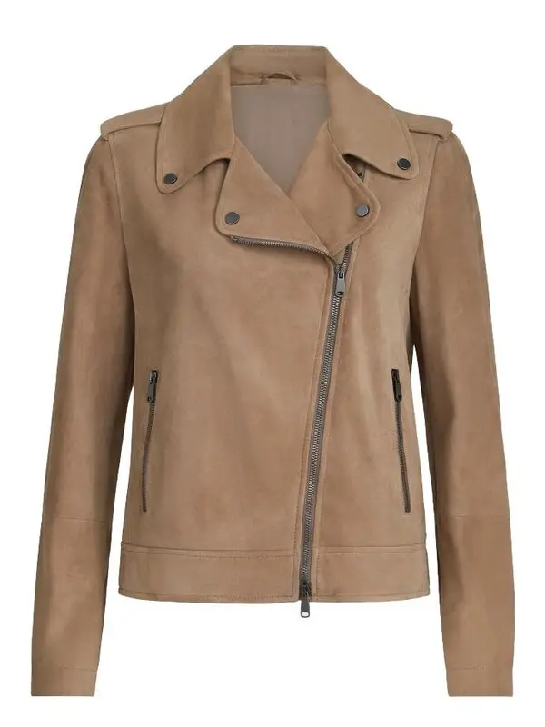 Brunello Cucinelli Suede Biker Jacket - Hazelnut