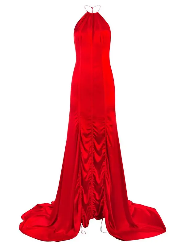 Alejandra Alonso Rojas Dip-dyed Silk Halter Gown - Red
