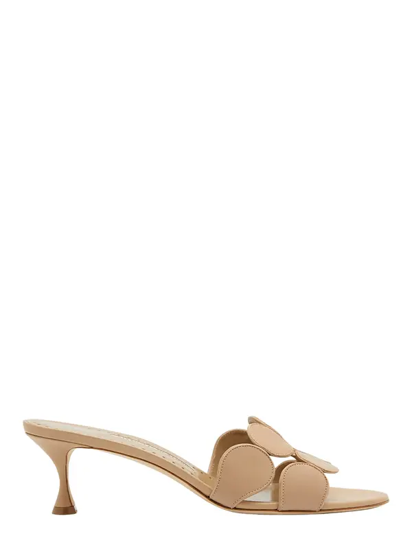 Manolo Blahnik Haribalmu Leather Slide Sandals - Nude