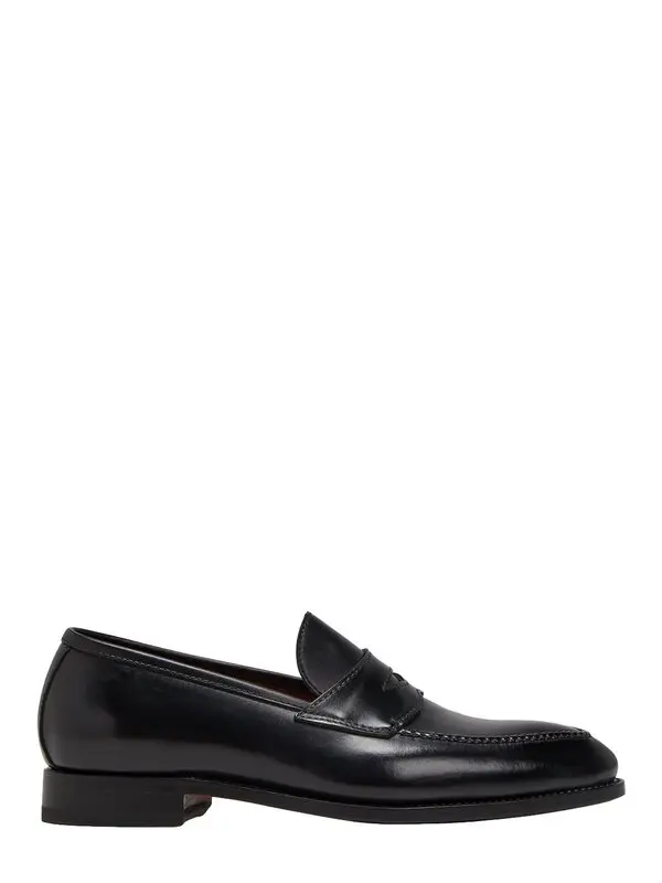 Bontoni Principe Leather Penny Loafers - Black