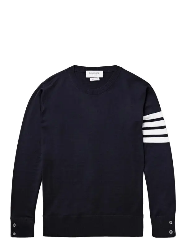Thom Browne Striped Merino Wool Sweater - Blue