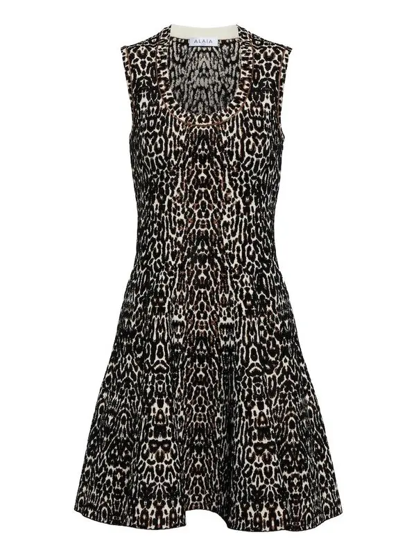 Alaïa Leopard-print Jacquard Minidress - Multicoloured