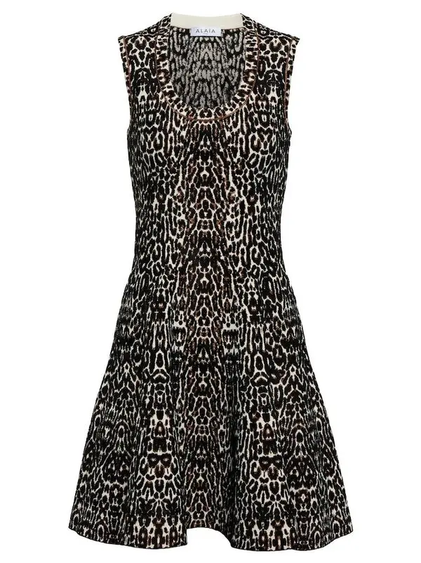 Alaïa Leopard-print Jacquard Minidress - Multicoloured
