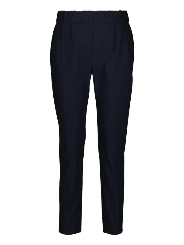 Brunello Cucinelli Cotton-blend Tapered Trousers - Blue