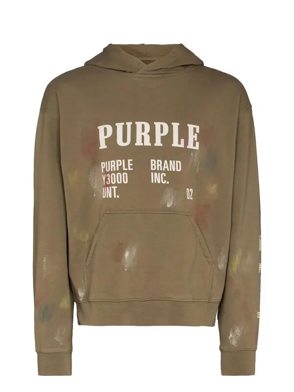PURPLE BRAND Logo-print Long-sleeve Hoodie - Green
