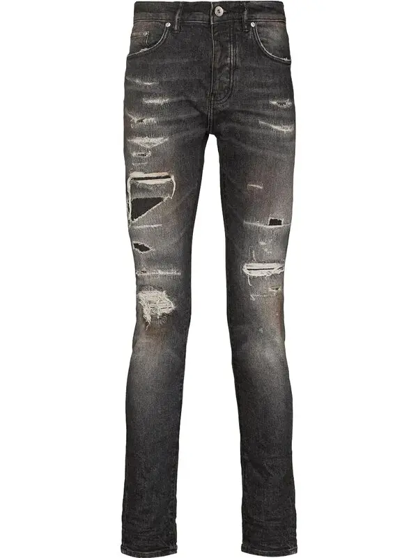 PURPLE BRAND Distressed Skinny Jeans - Grey