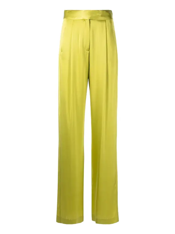 Michelle Mason Wide-leg Silk Satin Trousers - Green