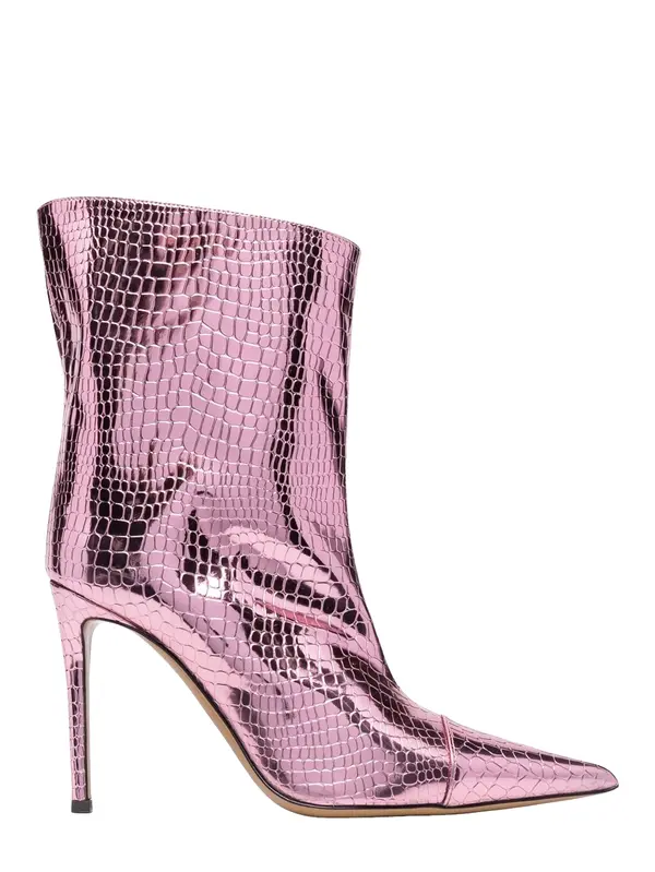 Alexandre Vauthier Crocodile-effect 105mm Ankle Boots - Pink