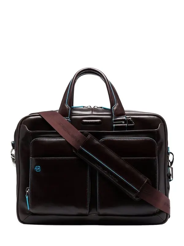 PIQUADRO Contrast-stitching Leather Briefcase - Brown