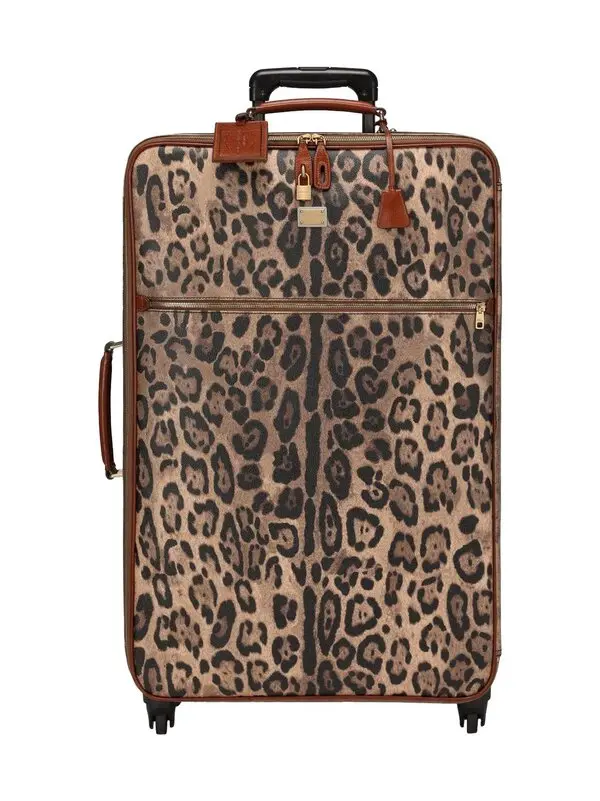 Dolce & Gabbana Crespo Leopard Print Suitcase - Brown