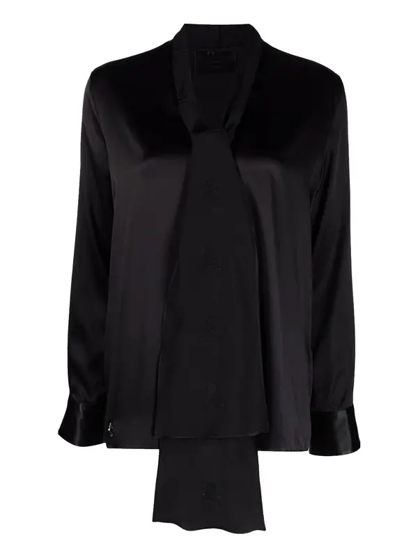 Philipp Plein V-neck Silk Blouse - Black