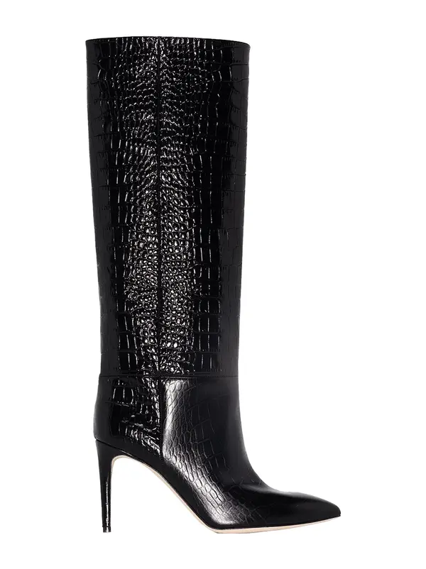 Paris Texas Crocodile-embossed Leather Boots - Black