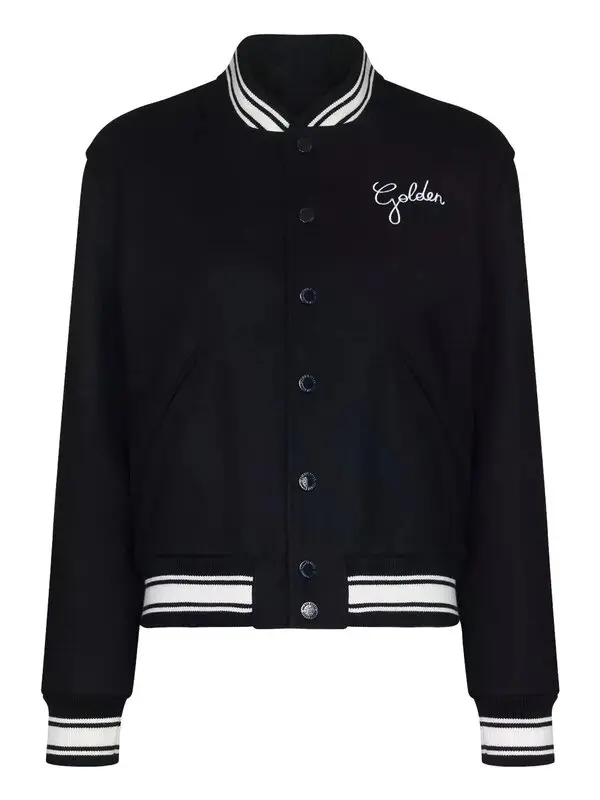 Golden Goose Embroidered-logo Bomber Jacket - Blue