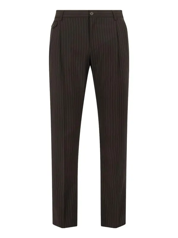Dolce & Gabbana Pinstripe Wool-blend Trousers - Black
