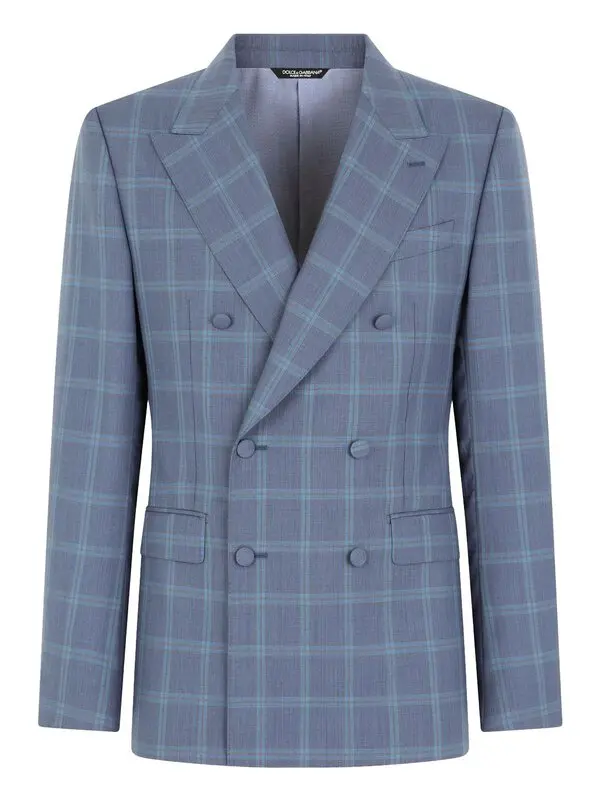 Dolce & Gabbana Sicily-fit Double-breasted Checked Suit - Blue