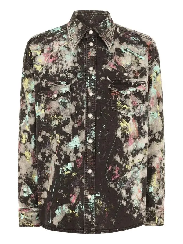 Dolce & Gabbana Paint-splatter Longsleeved Shirt - Black