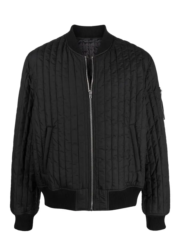 Helmut Lang Quilted Zip-up Bomber Jacket - Black
