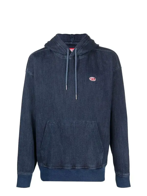 DIESEL® Logo Patch Denim Hoodie - Blue