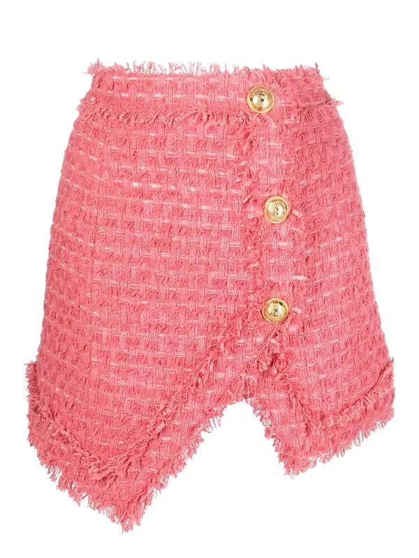 Balmain Textured Tweed Mini Skirt - Pink