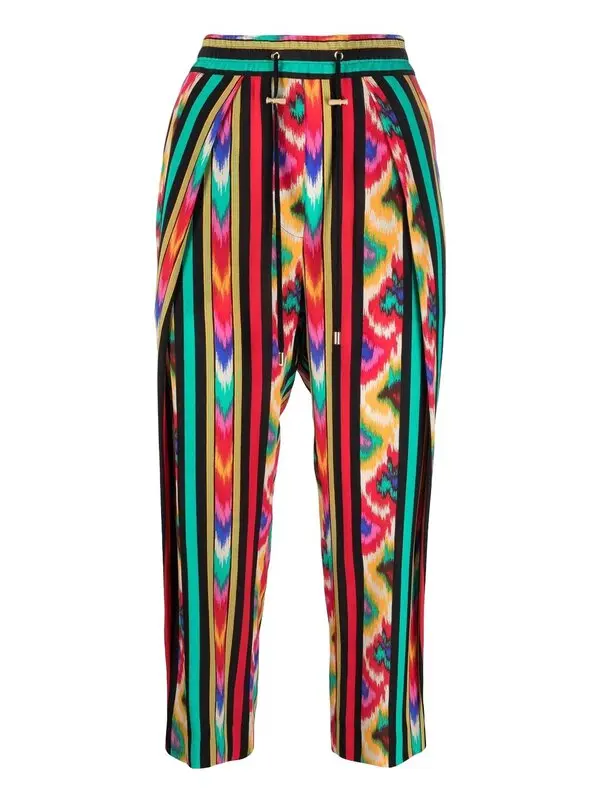 Balmain Abstract-print Silk Trousers - Red