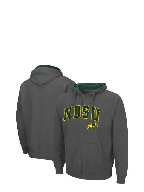 COLOSSEUM Ndsu Bison Arch & Logo 3.0 Full-zip Hoodie - Charcoal