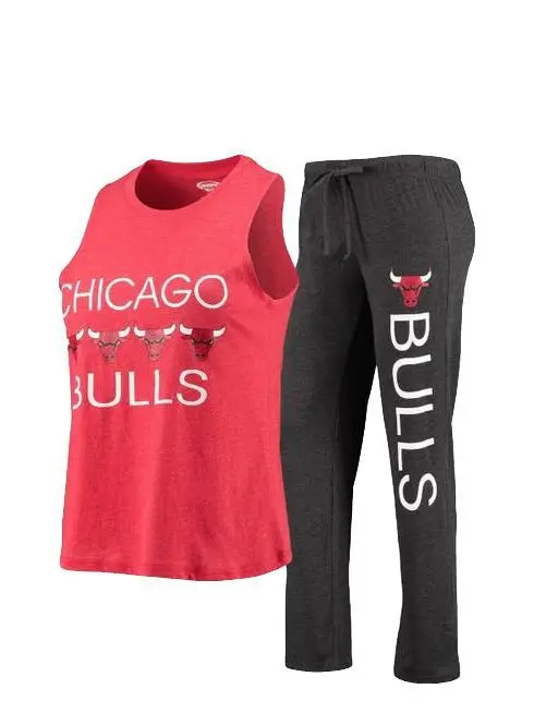 CONCEPTS SPORT Chicago Bulls Sleep Set Sleeveless Tank And Pants - Heather Red