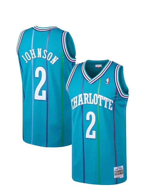 Mitchell & Ness Larry Johnson Charlotte Hornets 1992/93 Hardwood Classics Swingman Jersey - Teal