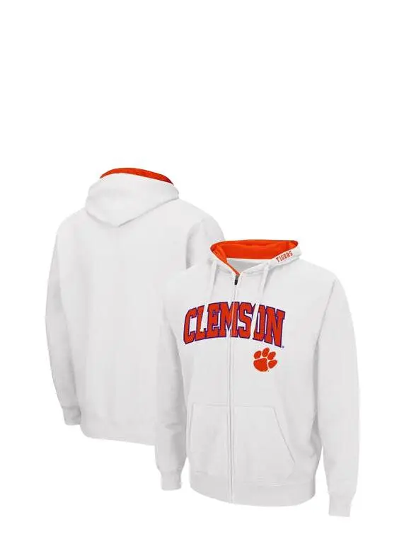 COLOSSEUM Clemson Tigers Arch & Logo Full-zip Hoodie - White