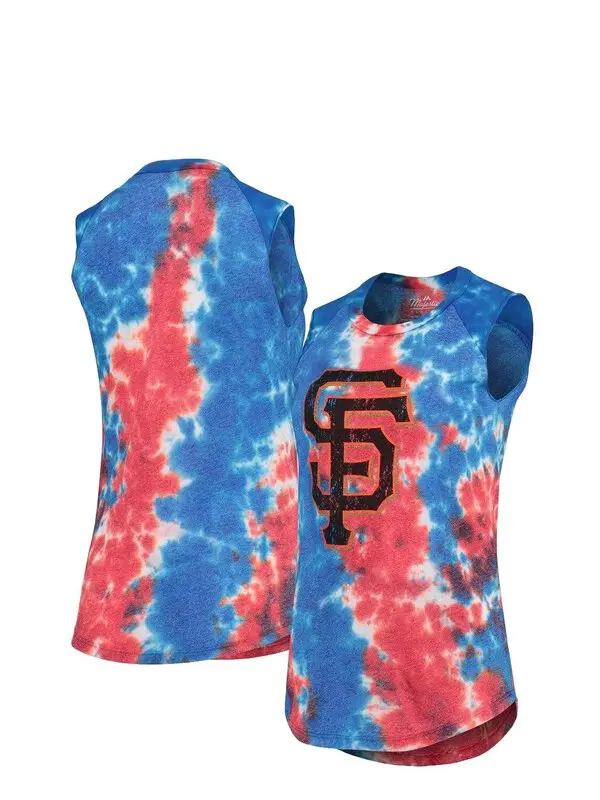 MAJESTIC THREADS San Francisco Giants Tie-dye Muscle Tank Top - Red