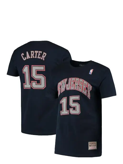 Mitchell & Ness Vince Carter New Jersey Nets Hardwood Classics Stitch Name & Number T-shirt - Navy