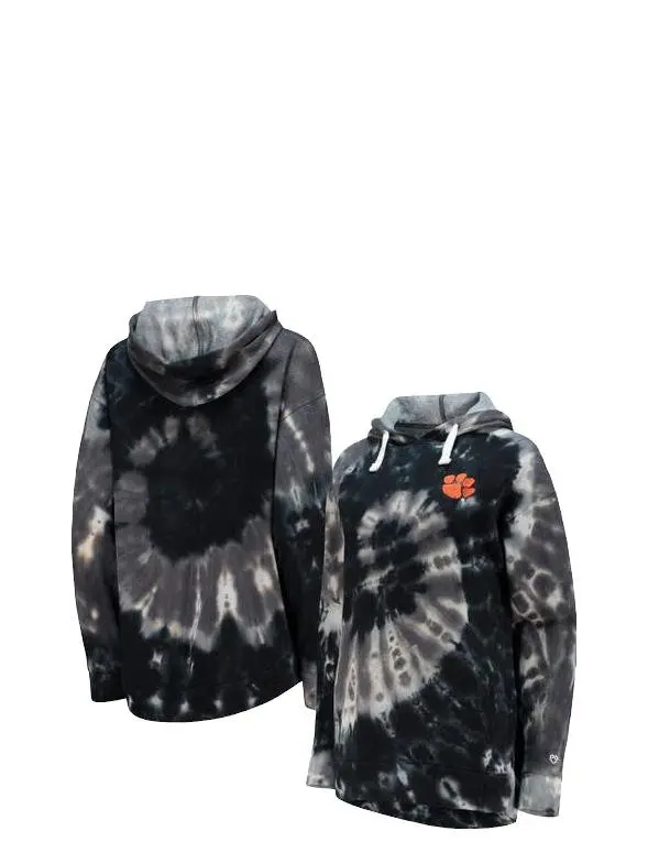 COLOSSEUM Clemson Tigers Tie-dye Oversized Pullover Hoodie - Black