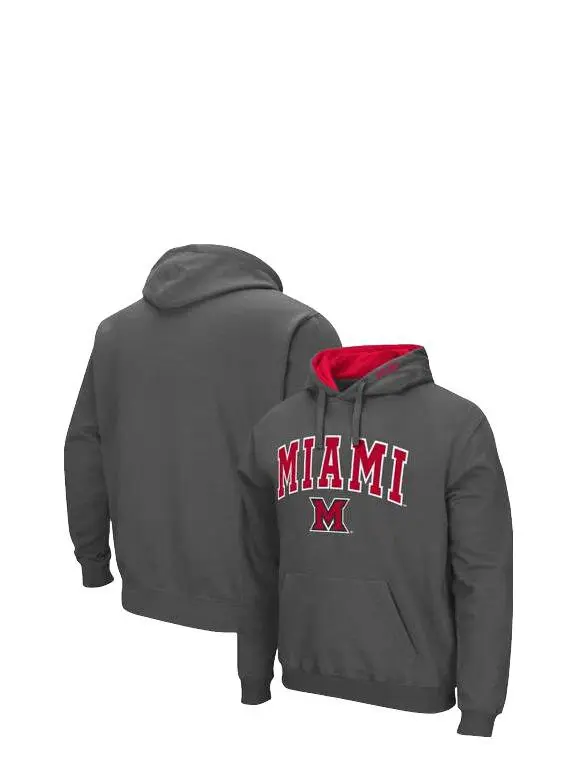 COLOSSEUM Miami University Redhawks Arch And Logo Pullover Hoodie - Charcoal