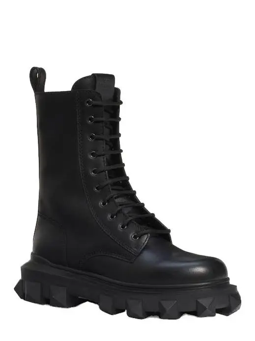 Valentino Garavani Trackstud Combat Boot - Nero