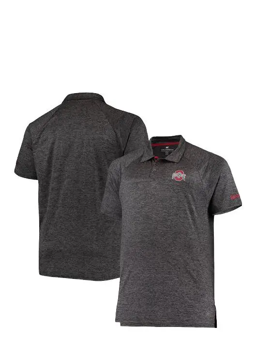 COLOSSEUM Heathered Black Ohio State Buckeyes Big & Tall Down Swing Polo - Heather Black