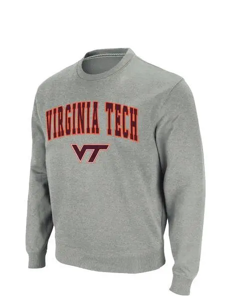 COLOSSEUM Virginia Tech Hokies Arch & Logo Crew Neck Sweatshirt - Heather Gray